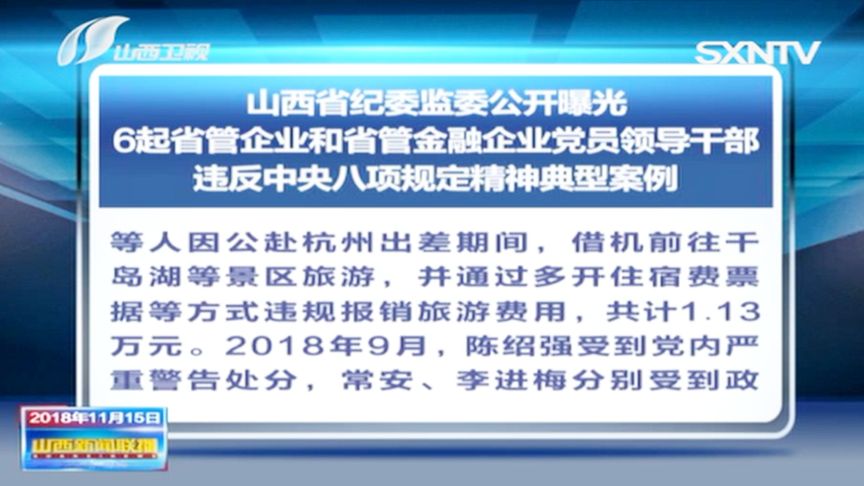 山西曝光6起违反中央八项规定精神典型案例!多人受处分!