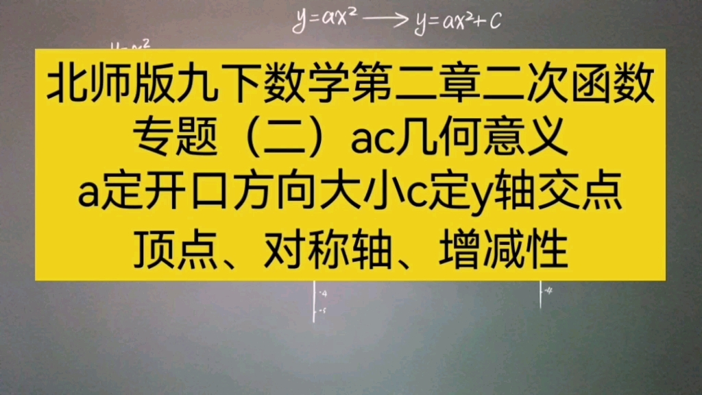 北师版九下二次函数专题(二)ac几何意义 二次函数顶点对称轴增减性