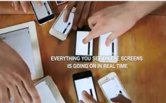 手机,平板电脑同时播放影片,形成一部完整影片