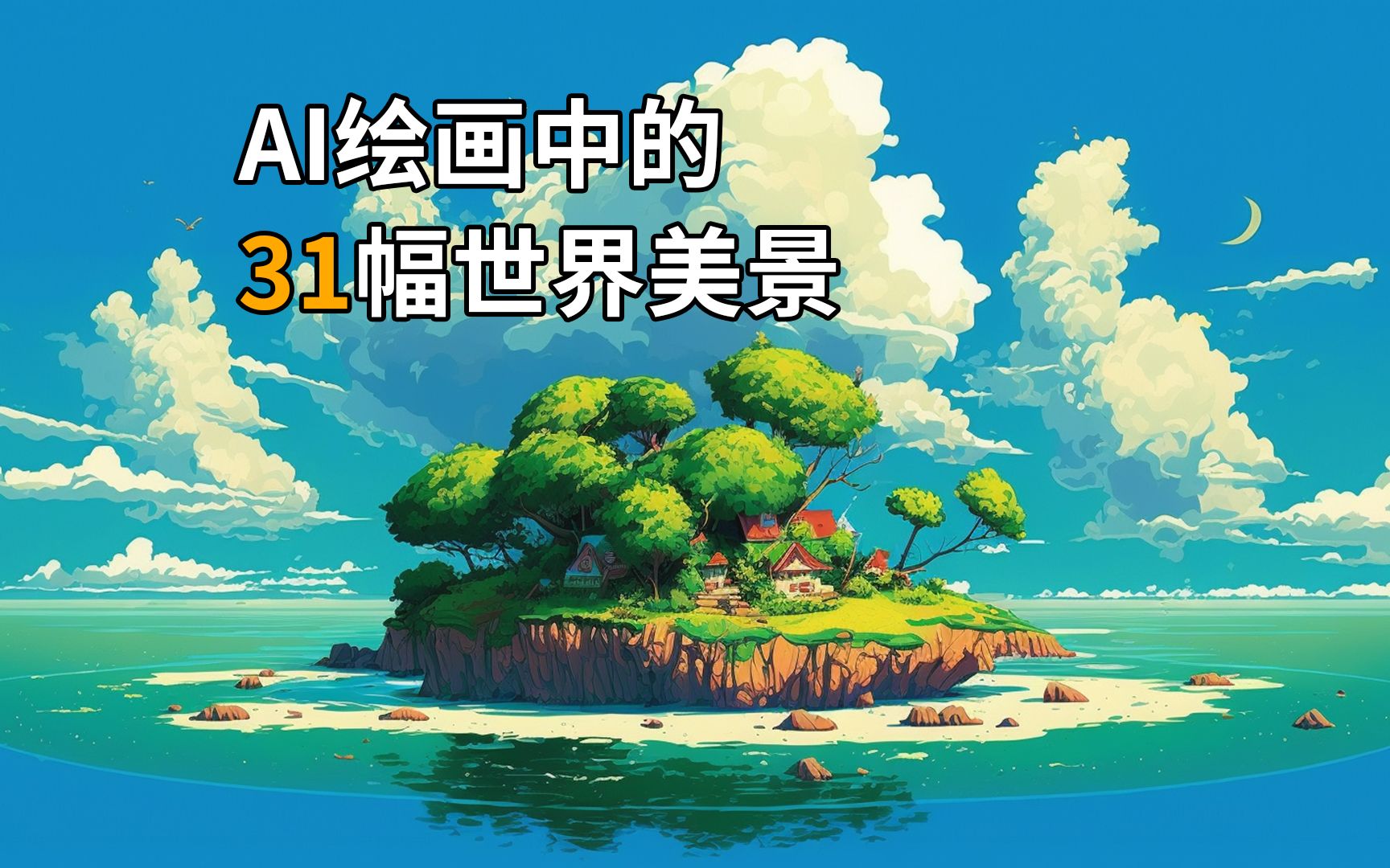 使用midjourney生成的31幅世界卡通风景插画