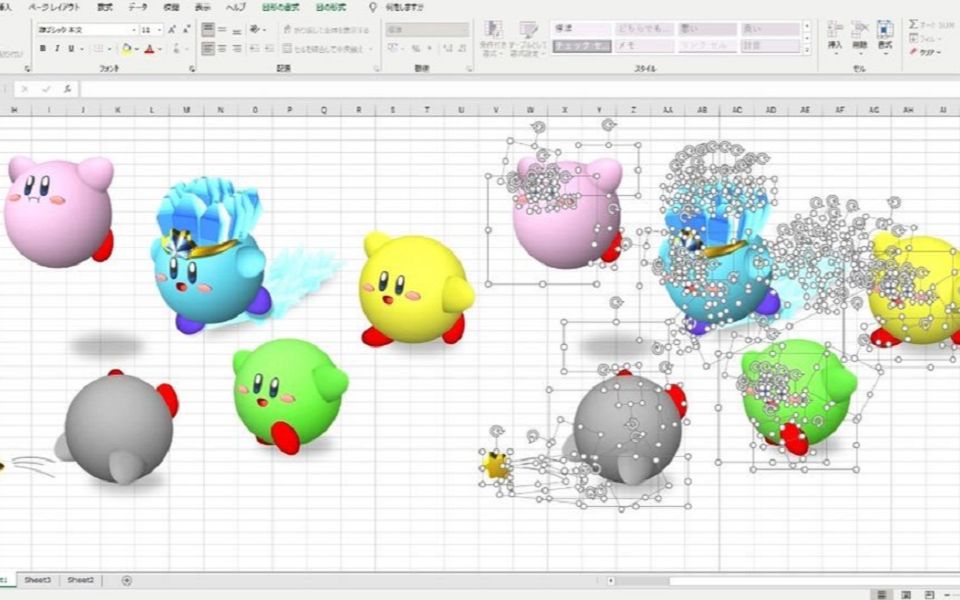 离大谱!因为自己画功不好,所以用 Excel 建模3D卡比了?!