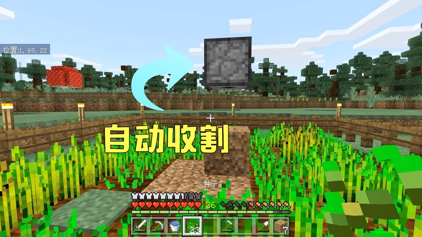 我的世界生存55:做一个自动麦田收割机怎么就那么难呢?