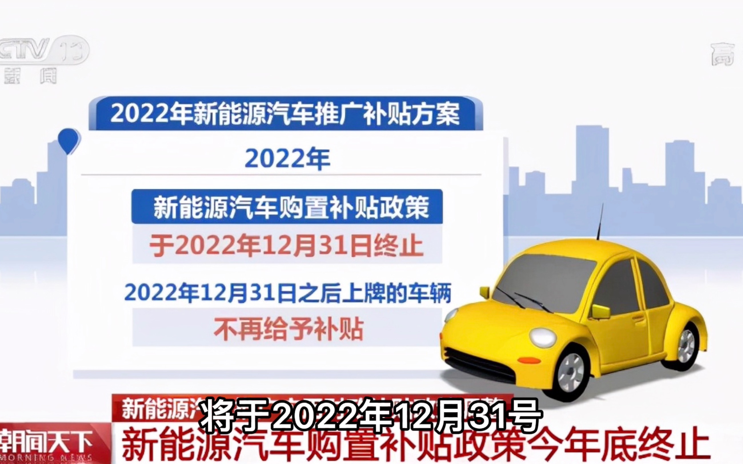 2022年新能源车补贴政策,整体退坡30%,今年是最后一年免购置税