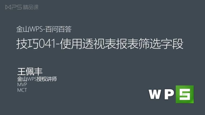 WPS表格技巧041-使用透视表报表筛选字段 #职场 #干货#excel #