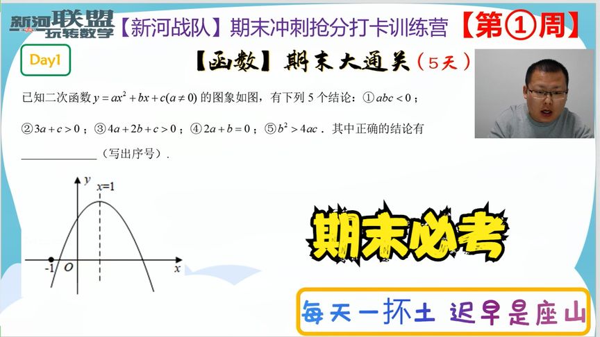初三数学期末必考,二次函数图象与系数a,b,c的关系问题