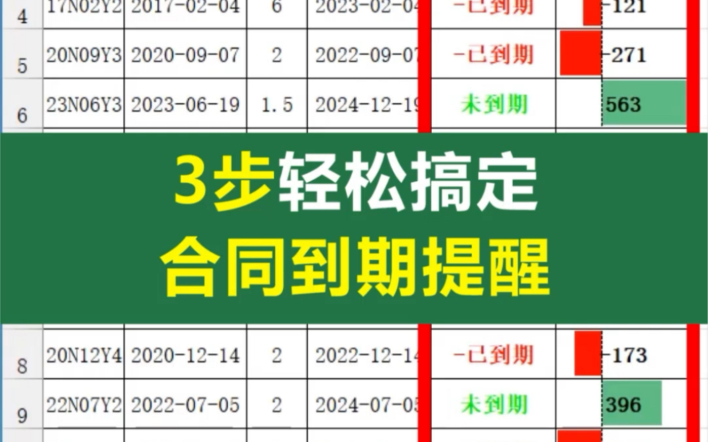 这两种格式的合同到期提醒,你都会吗?