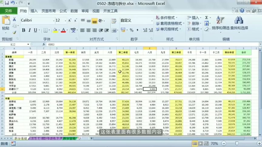 冻结拆分窗格技巧