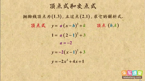 学霸笔记:顶点式和交点式