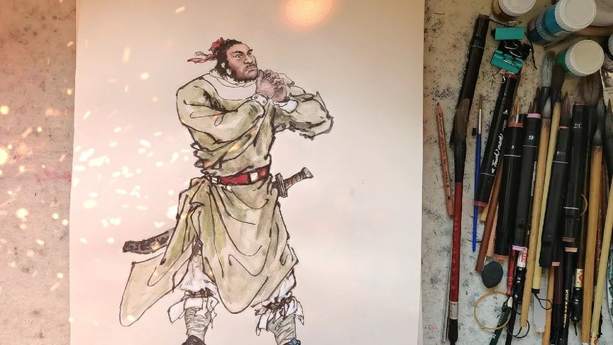 国画水浒传108将人物连环画作品,画法中西结合形象生动