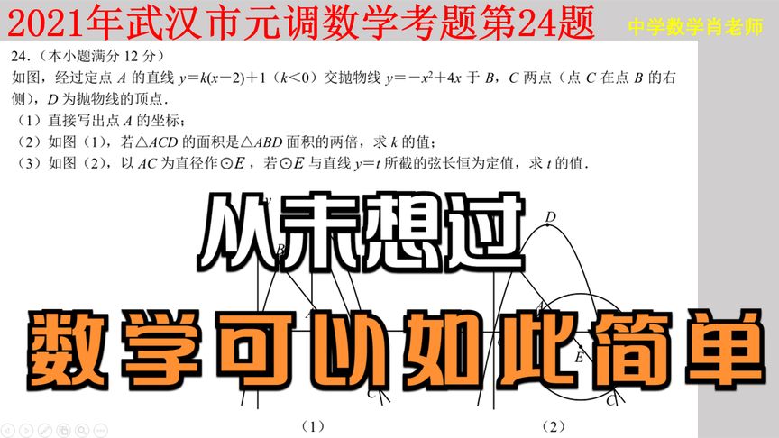 2021年武汉市元调第24题-二次函数综合+含参数定值问题讨论有难度