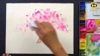 非常简易的绘画技巧,教你如何用纸巾画出漂亮的樱花树