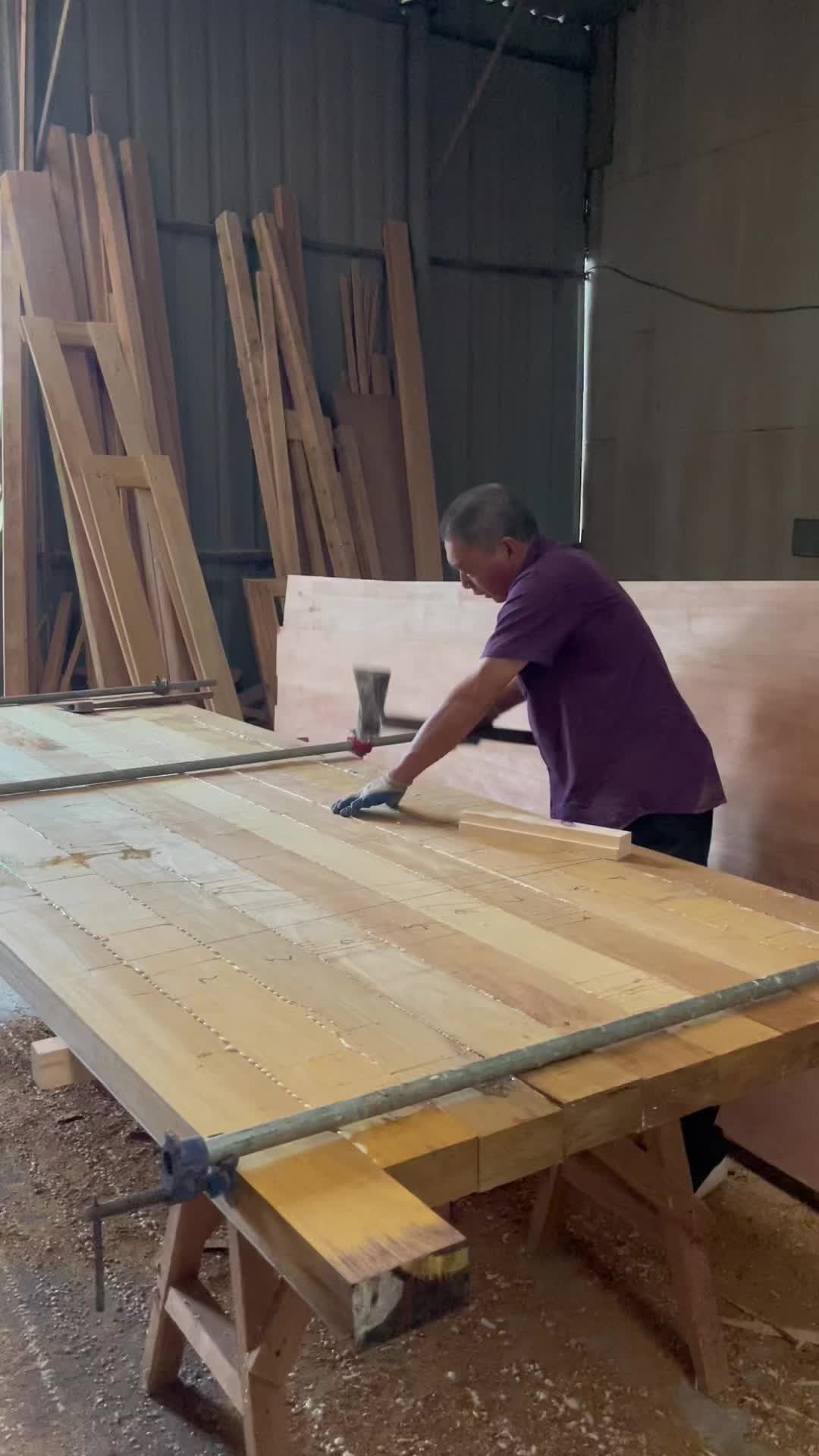 仿古实木大门庭院老式双开进户门农村围墙木门中式别墅对开榆木门#...