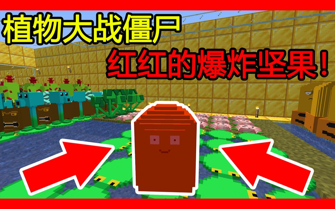我的世界:植物大战僵尸,红红的爆炸坚果!僵尸咬到直接爆炸!_哔哩哔哩...