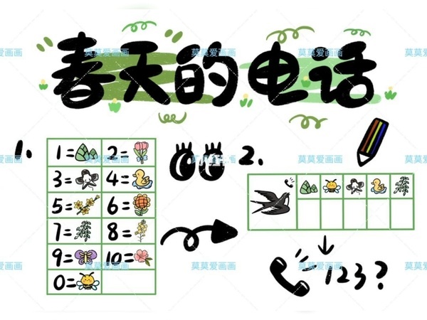 幼儿园中大班益智区春天的电话快一起破译这些电话号码打电话给这些...