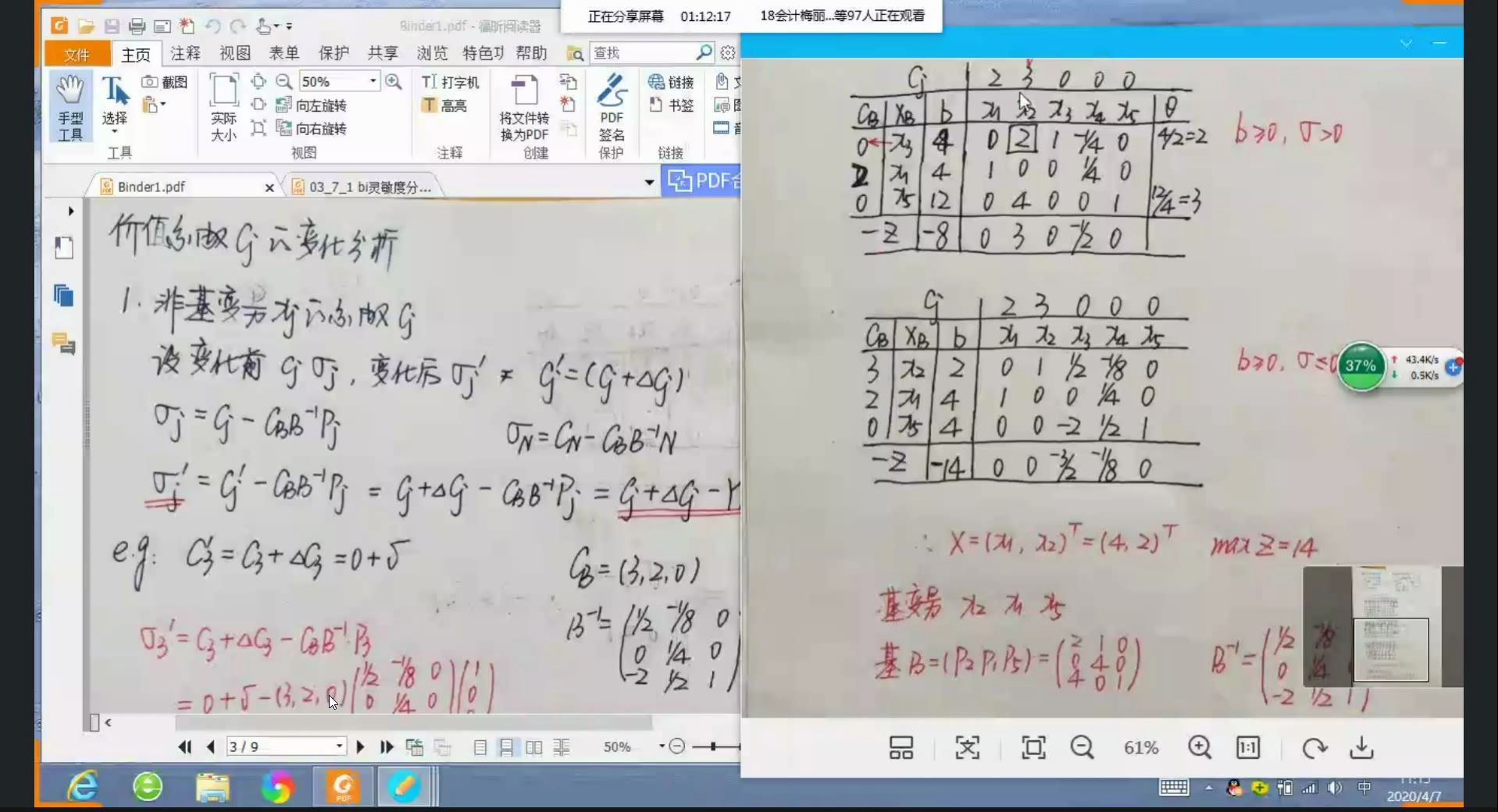 灵敏度分析 价值系数(c)