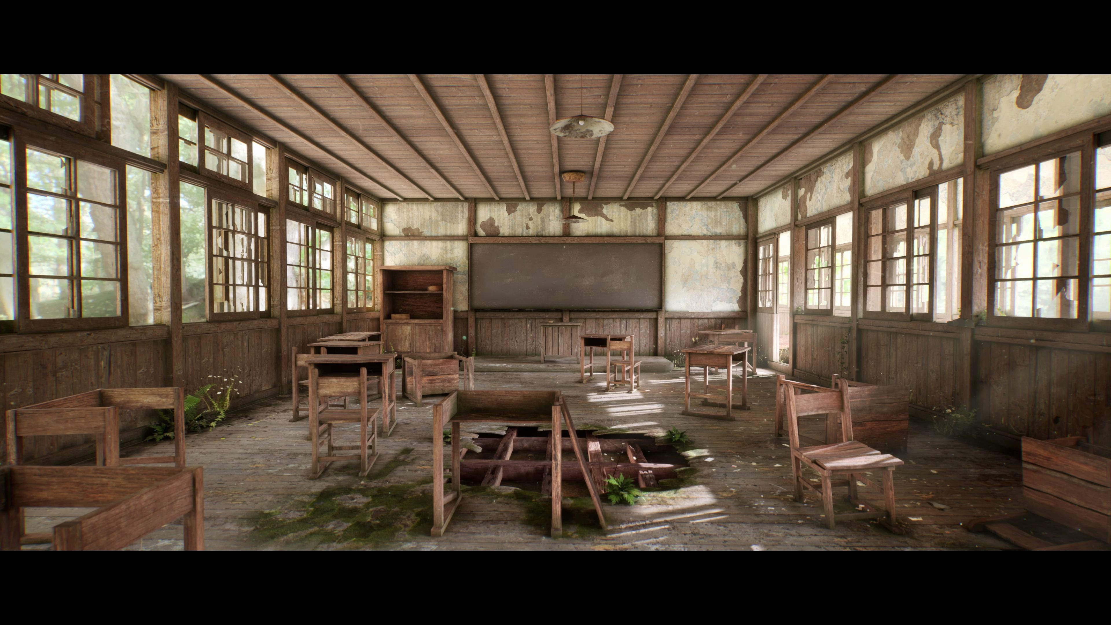 UE4场景建模《废墟教室》