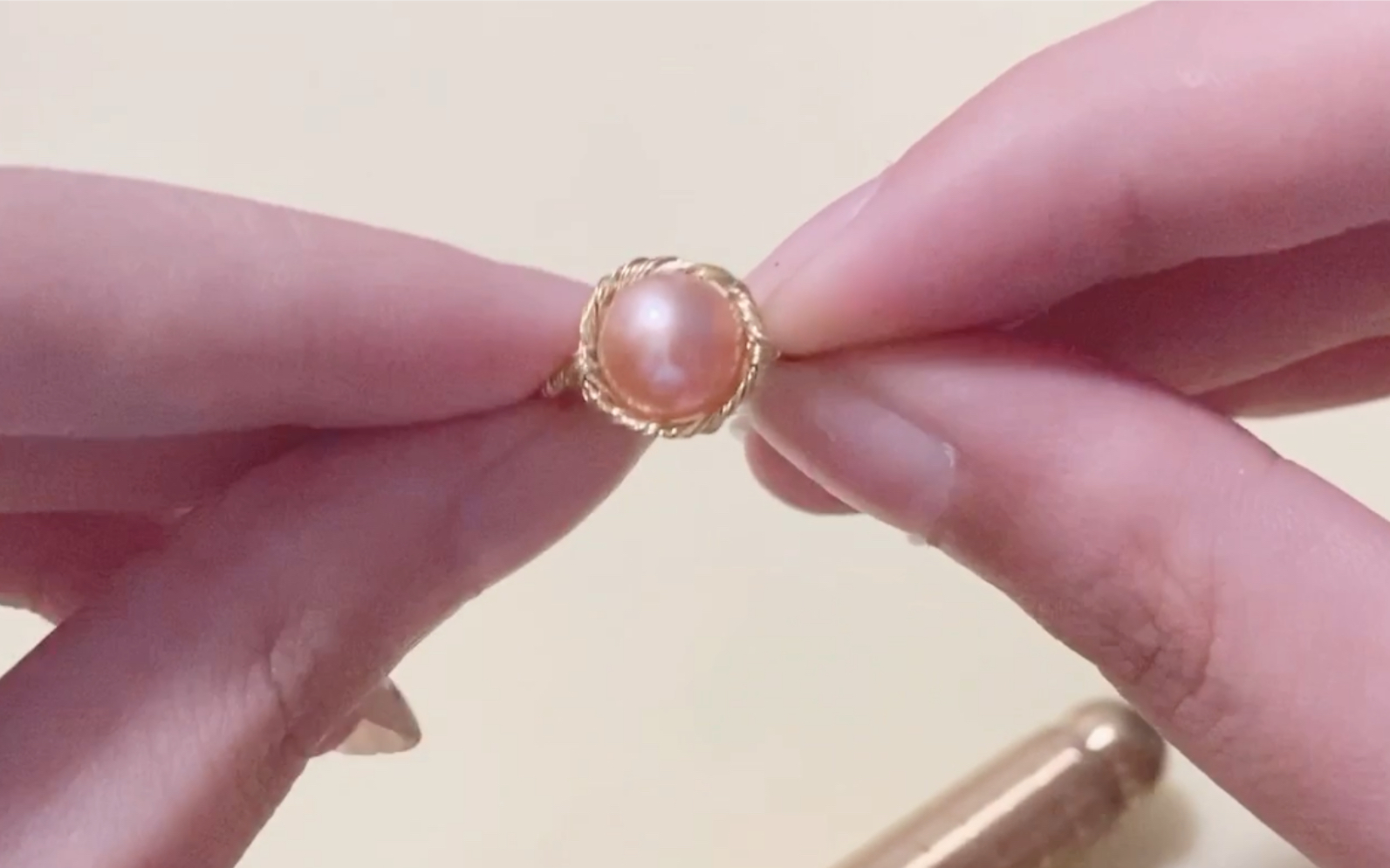 珍珠绕线小戒指教程