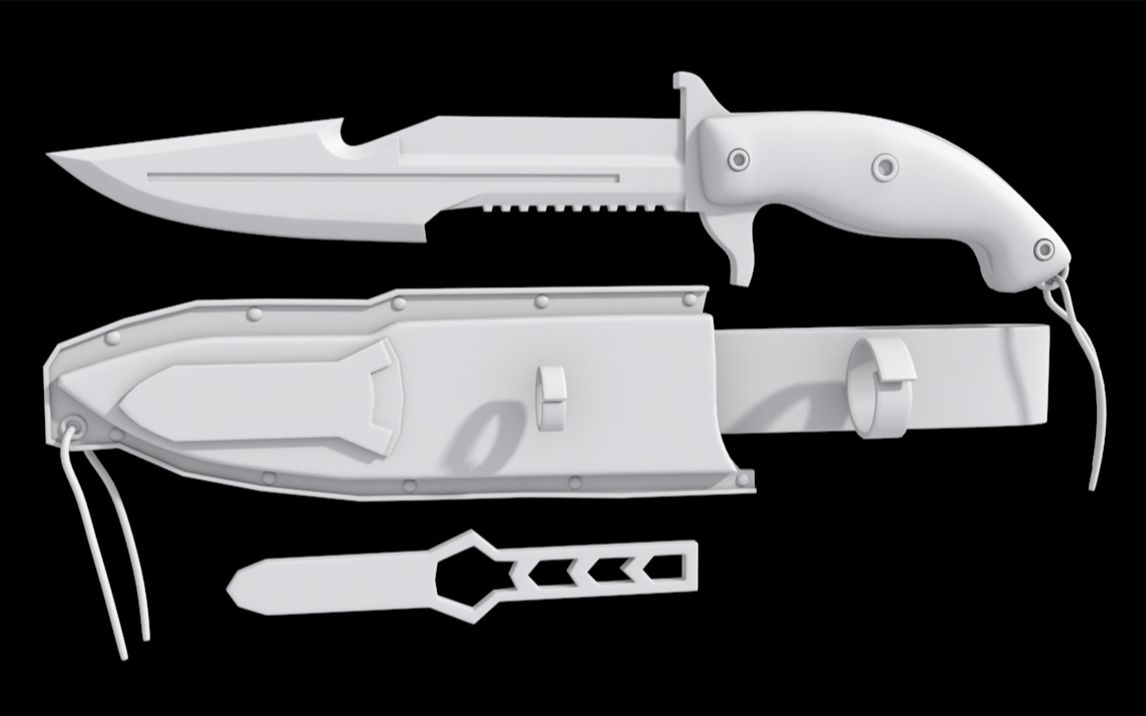【3DMAX新手建模】制作一把武器匕首,3dmax基础入门案例教学