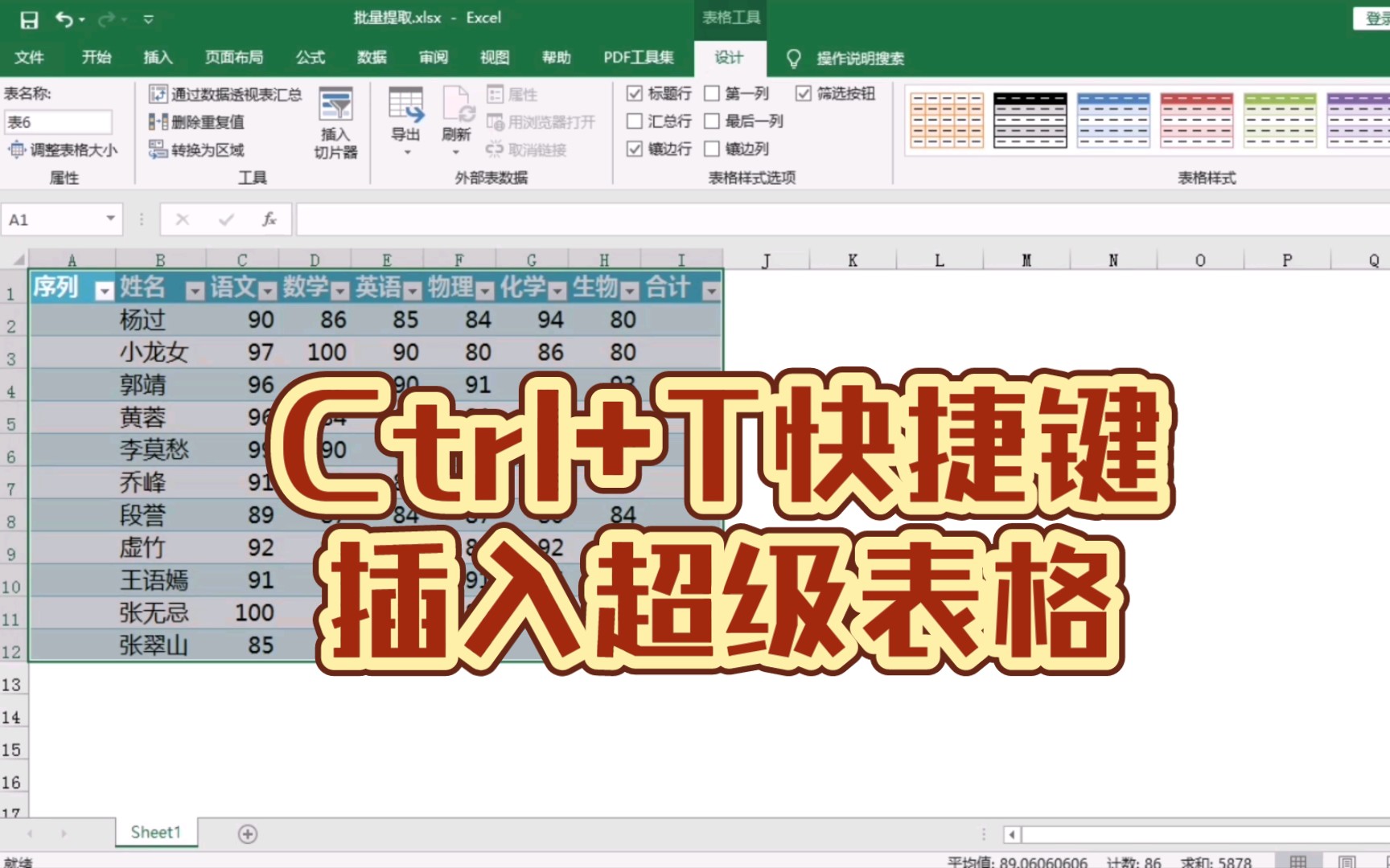 Excel技巧:Ctrl+T快捷键-超级表格的介绍