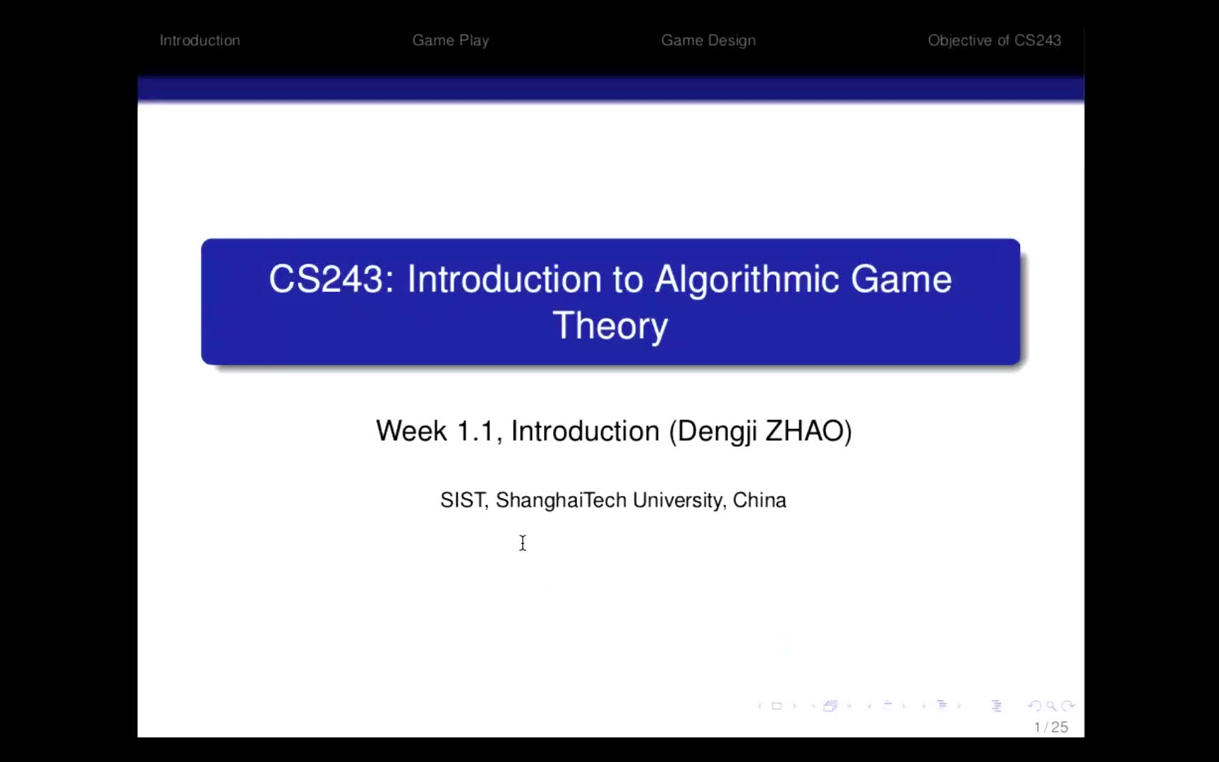 上科大《算法博弈导论》课程录播(21年春)