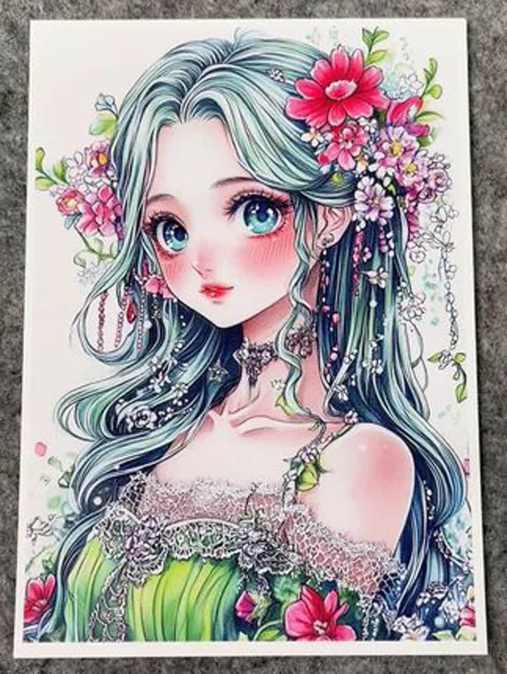 治愈系繁花与少女动漫绘画作品 风吹半夏,踏入这奇幻绘卷,少女们各展...