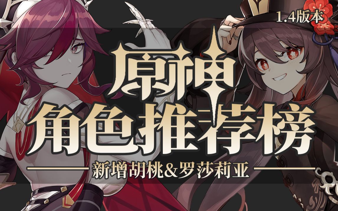 【原神】角色推荐榜1.4版本,圣遗物、武器全角色推荐,新增胡桃、...