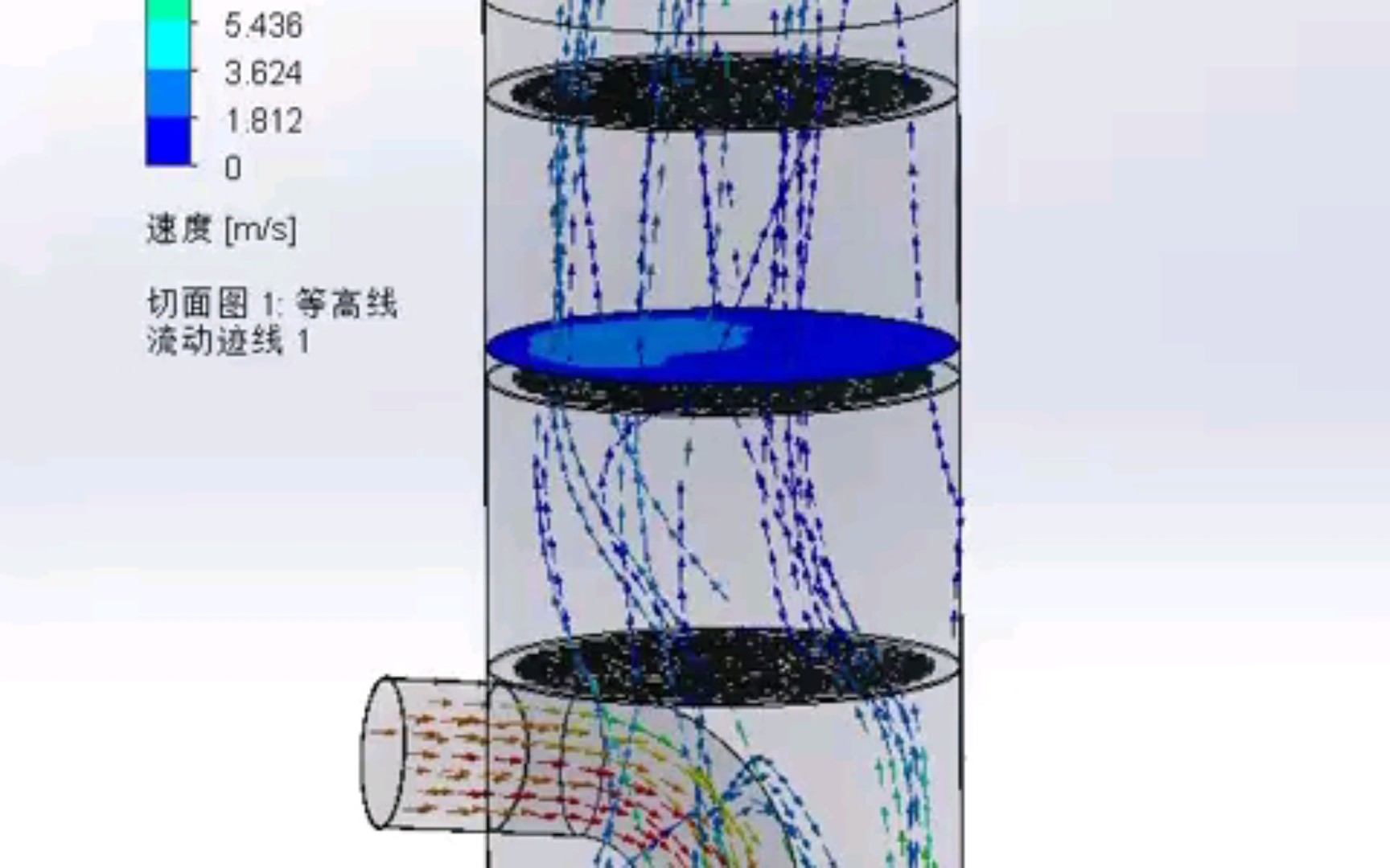 洗涤塔空气流动sw模拟1-2增加入口寻流-solidworks flow simulation