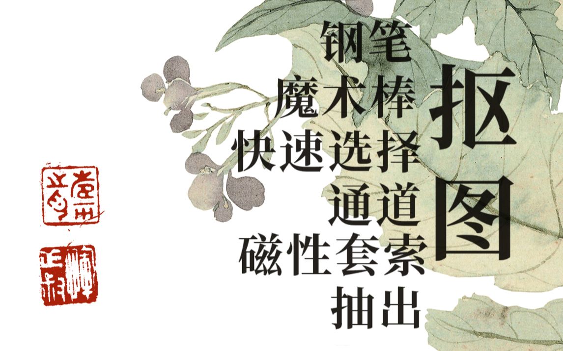 【PS抠图】快速选择/魔术棒/通道/磁性套索/钢笔/抽出【重录】