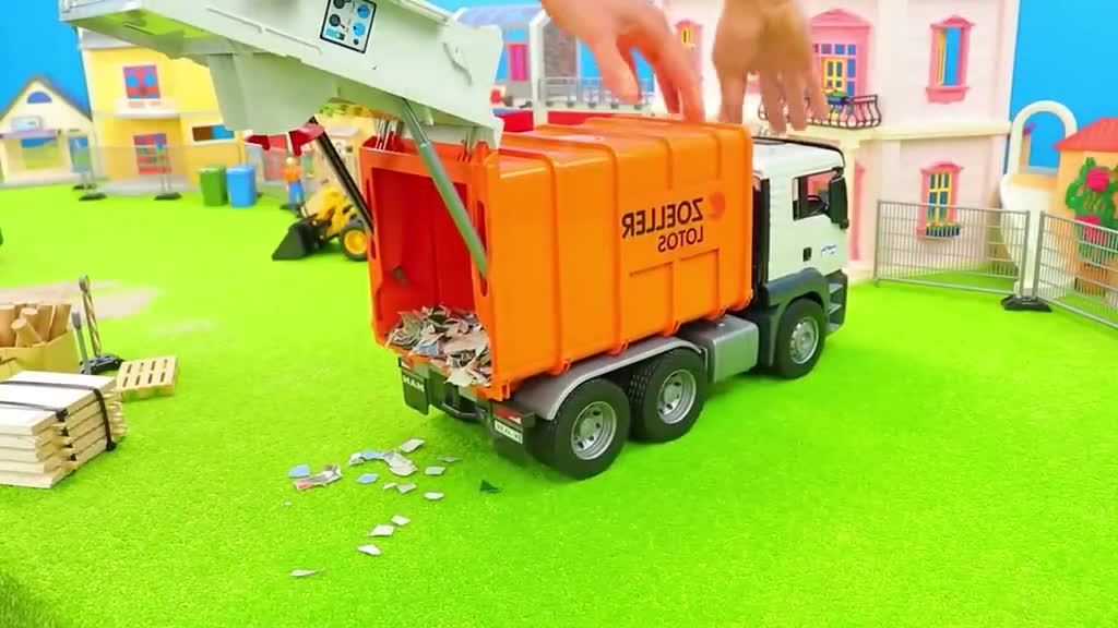 工程车动画:水泥搅拌车,铲车和拖拉机