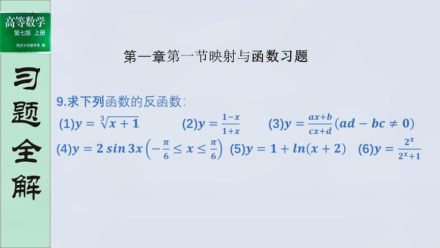 理解了定义,掌握了基本初等函数的定义域值域,求反函数很简单