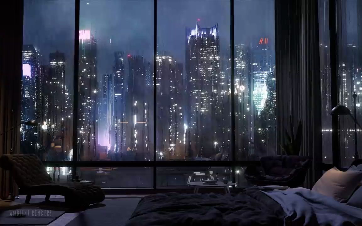 窗外的城市夜景灯光环境音乐3