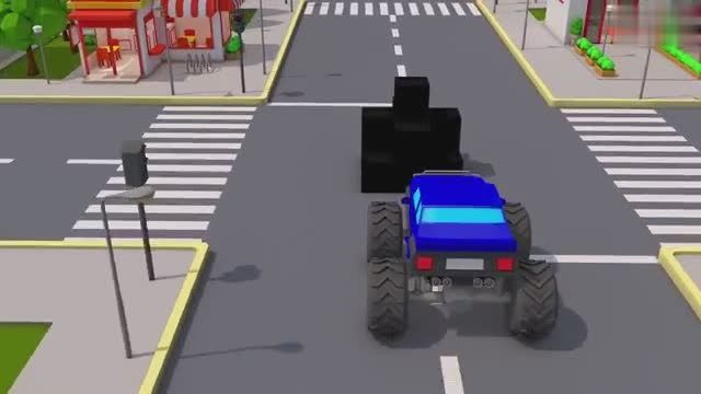 打开车库门彩色小车出来啦 3D动画早教