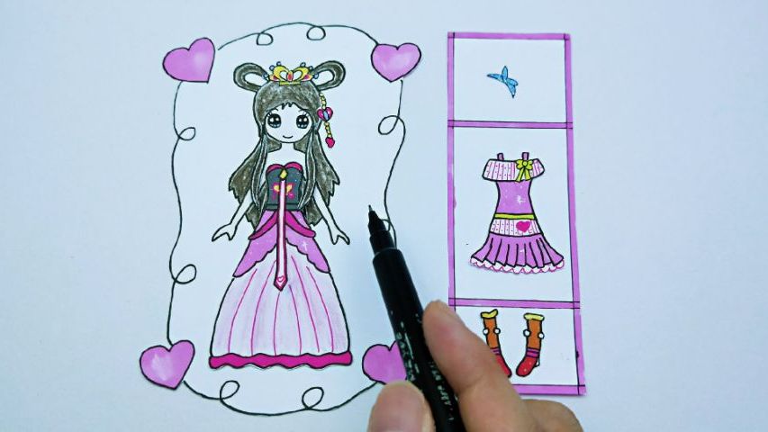 随手拿张纸画叶罗丽衣服,画法简单易学更有趣,创意简笔画换装秀