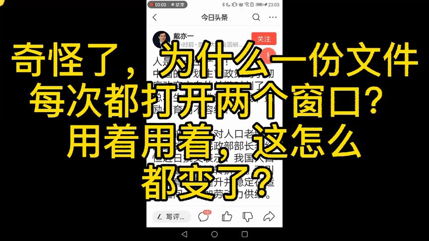 为什么,一份文件会打开两个窗口?
