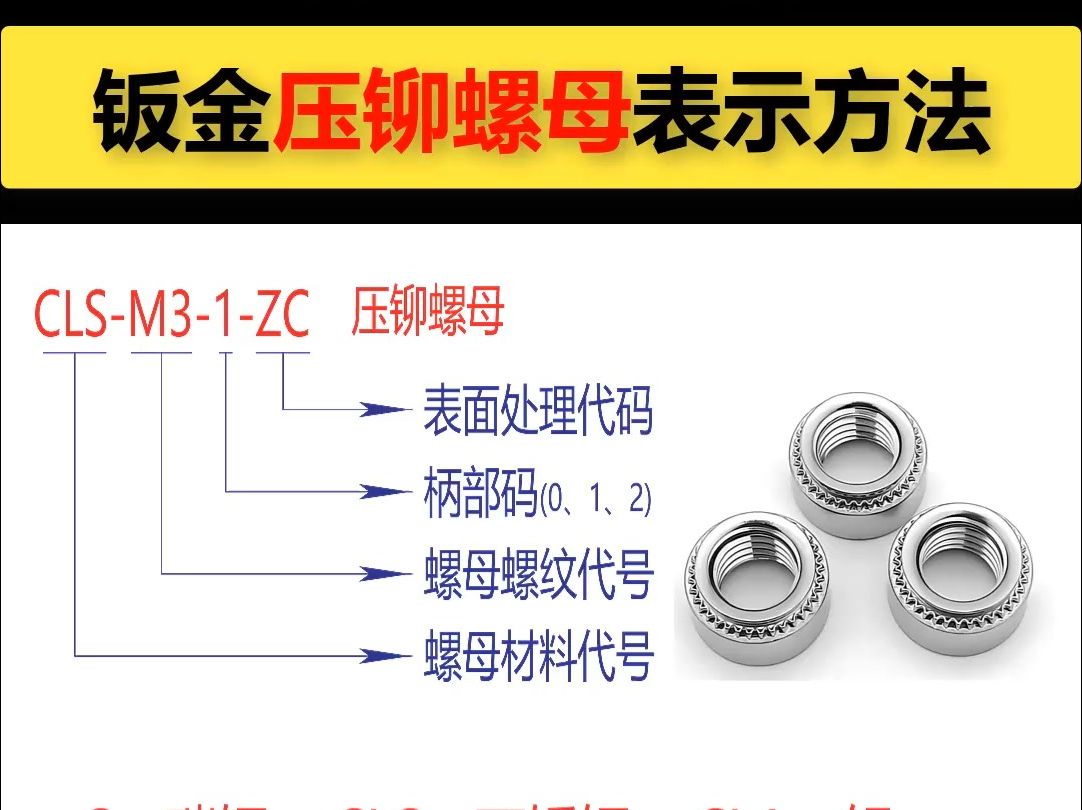 钣金常用压铆螺母的表示方法
