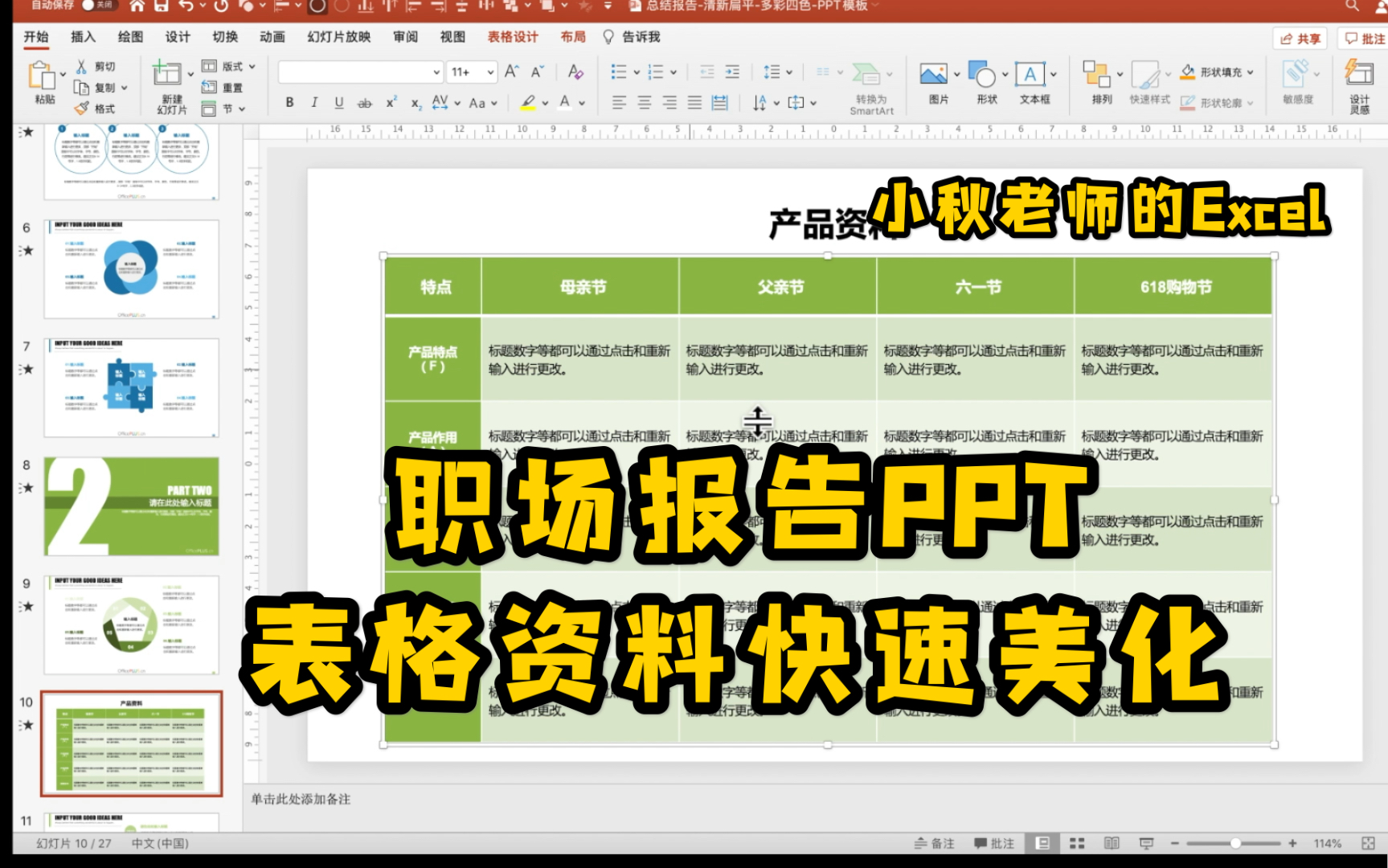 职场报告PPT—表格资料快速美化