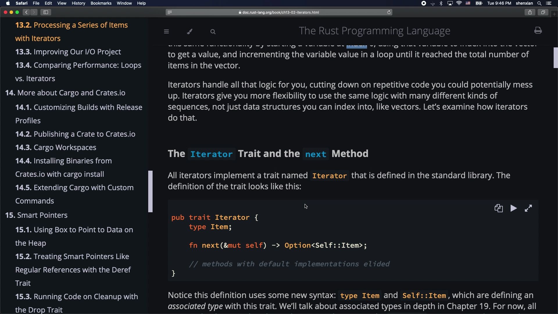 Rust编程语言 第13章 13.2 Processing a Series of Items with Iterators