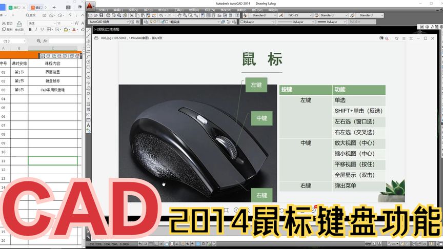 第2节 CAD2014准备工作之键盘鼠标常用功能及快捷键讲解