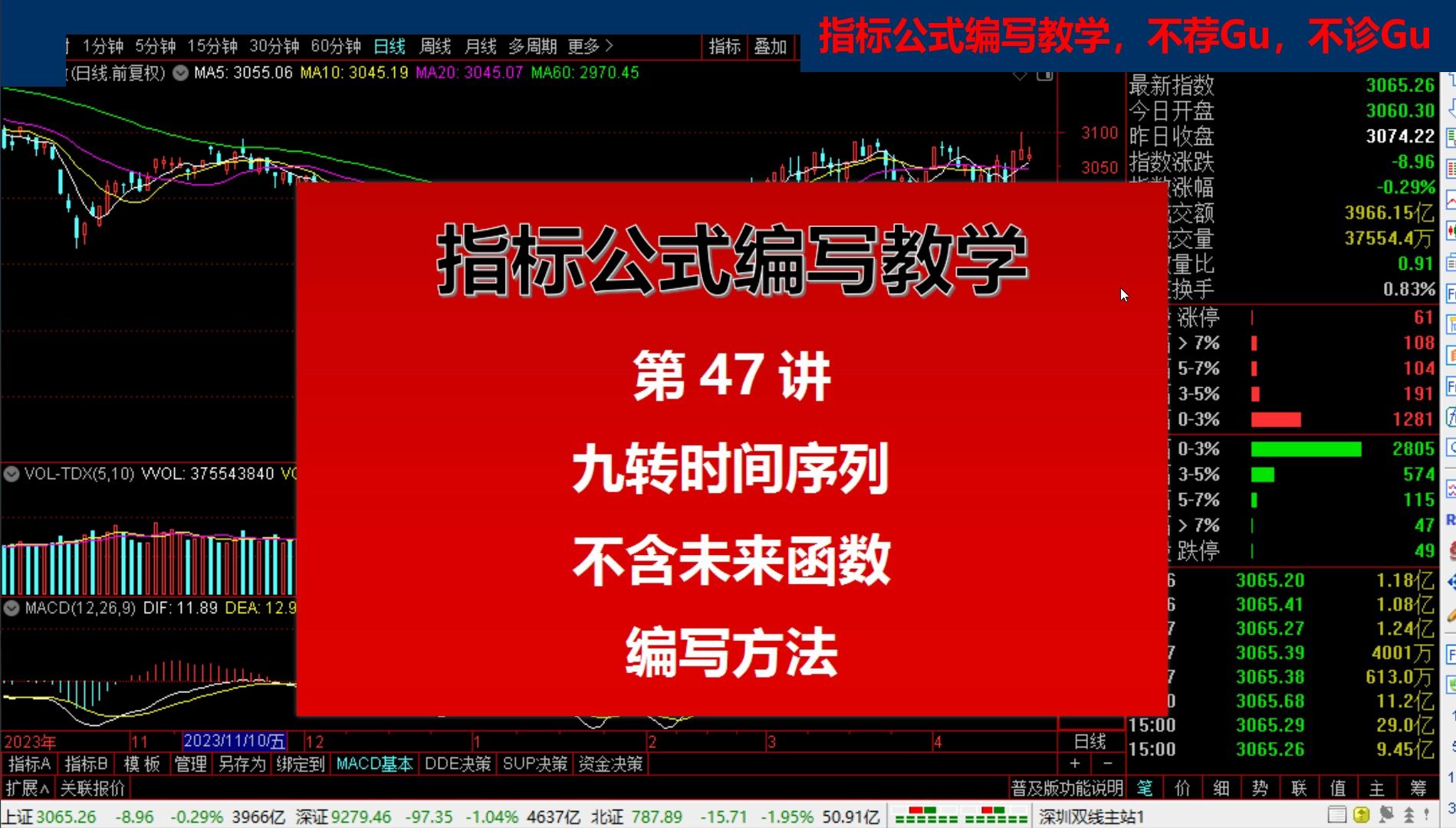 重启指标公式编写教学,第47讲 九转时间序列不含未来函数编写方法