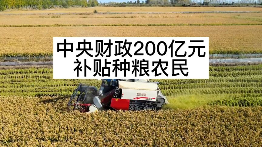 好消息:中央财政200亿元补贴实际种粮农民!