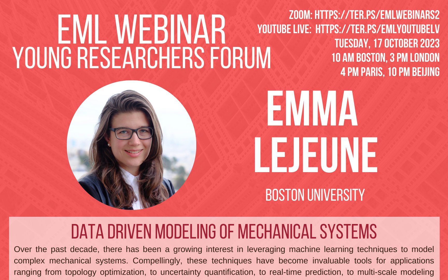 【EML Webinar】力学研讨会 “基于数据驱动的机械系统建模” by ...