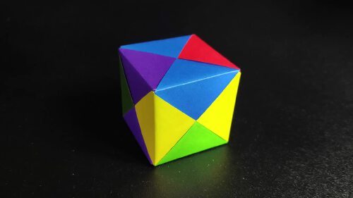 彩色几何立方体6单元组合结构新颖有趣的折纸玩具