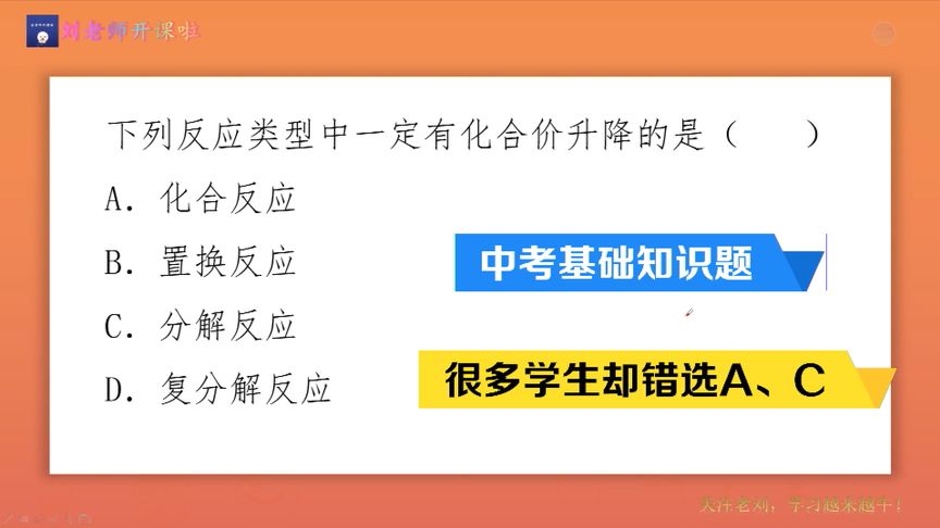哪种化学反应中一定有化合价升价变化?得分率不高的中考题