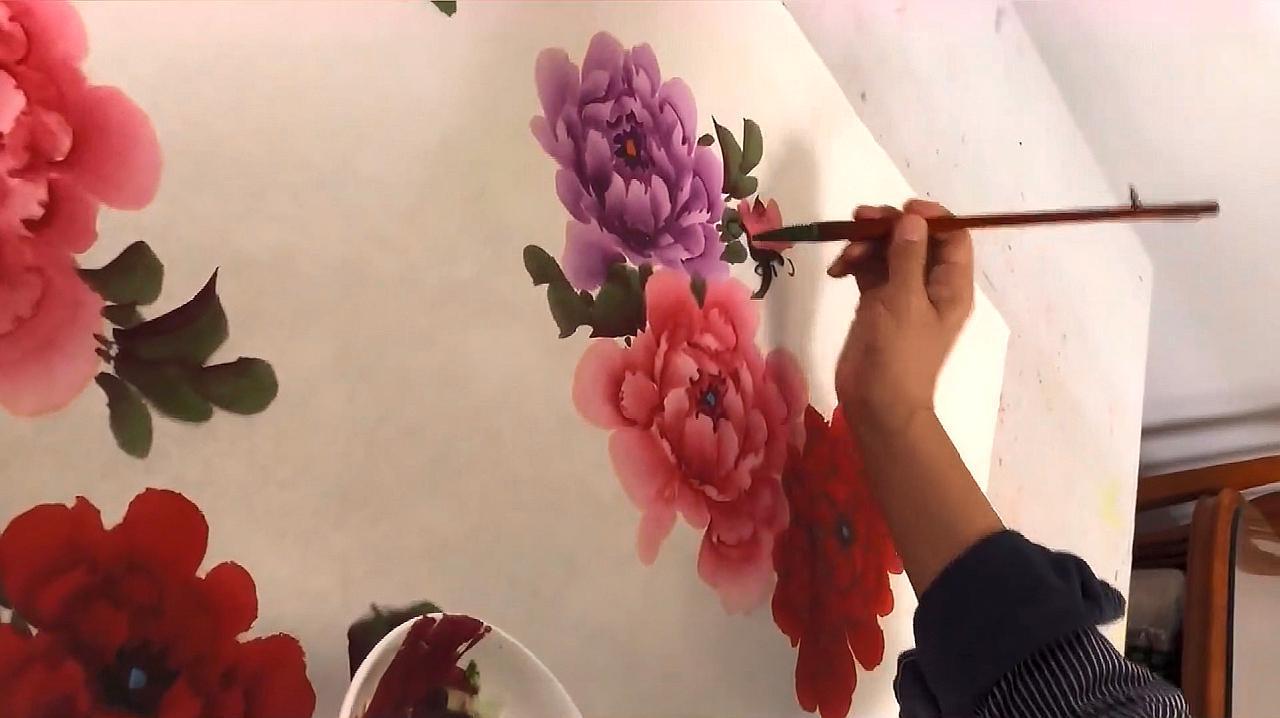 国画:牡丹花叶子的画法展示,笔法细腻简单,易学易懂!