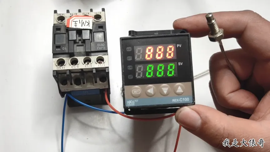 温控仪的实物接线,2种温度传感器怎么接?接触器怎么接?