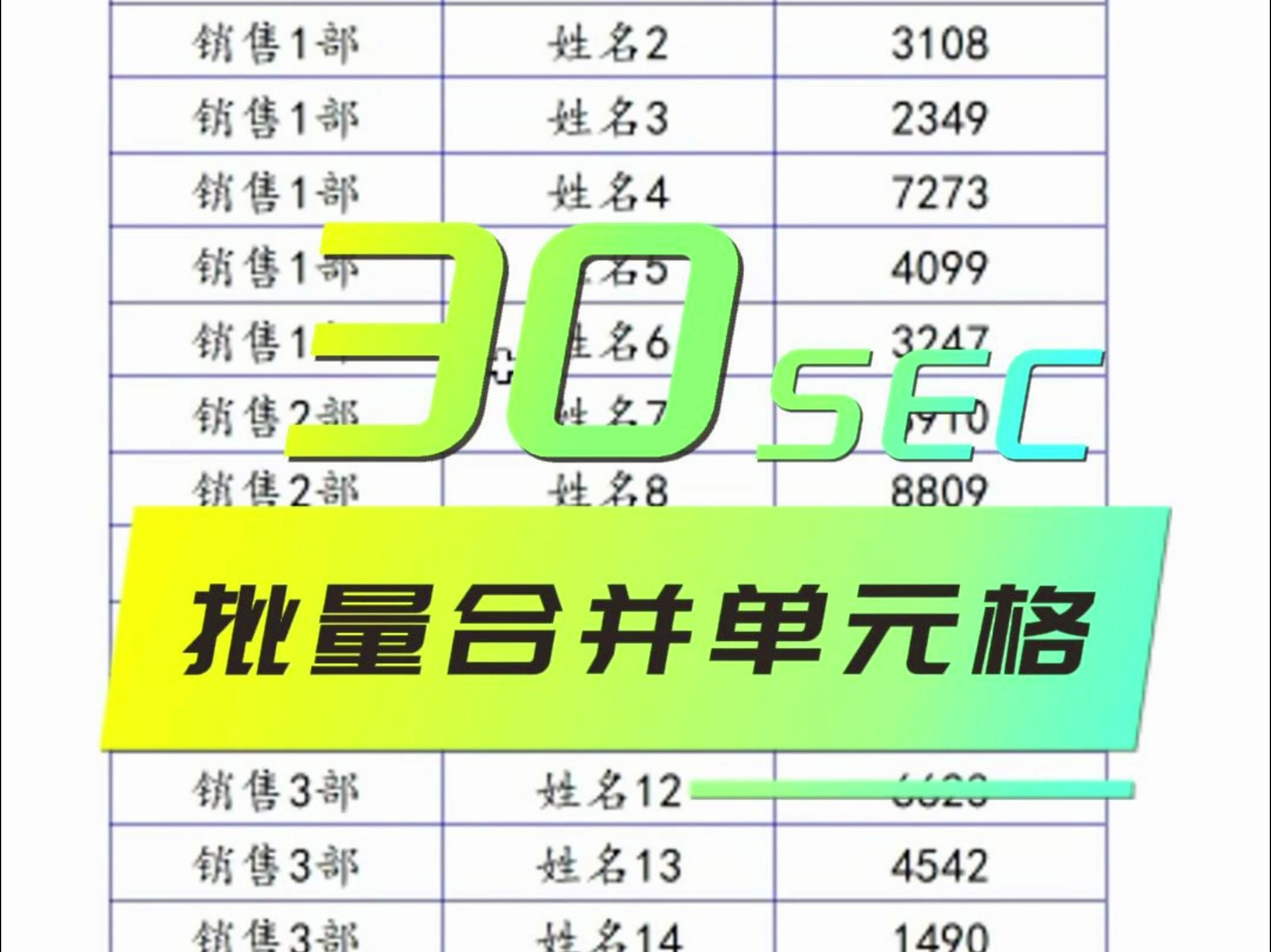 EXCEL技巧:30秒批量合并单元格
