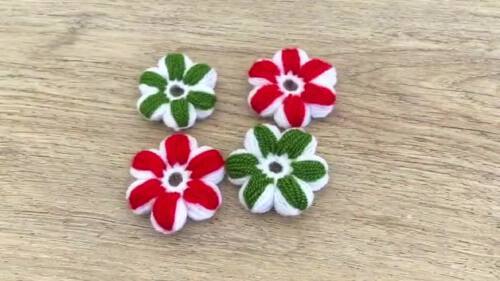 零碎毛线钩织花朵方法简单两分钟搞定