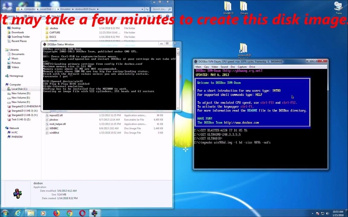 如何在dosbox里面安装win98系统来玩PC老游戏