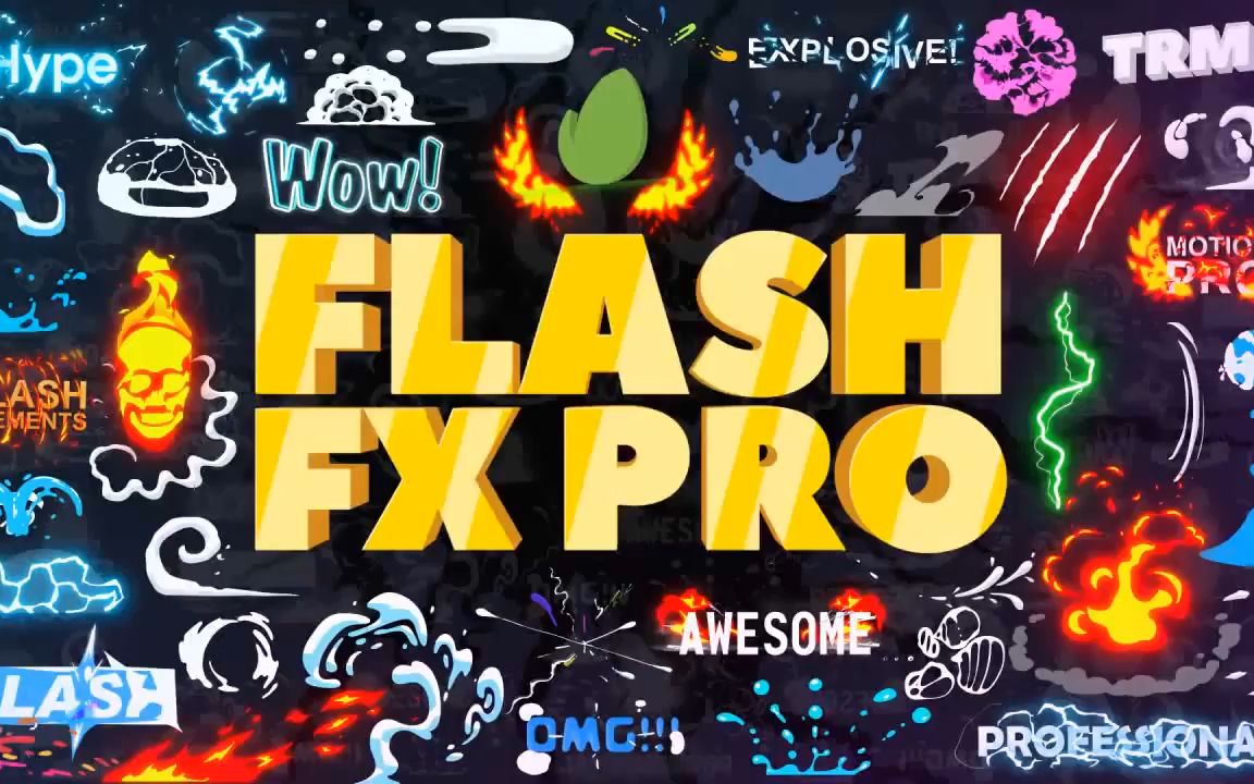 ...质量超豪华卡通游戏动漫火焰能量文字标题LOGO转场MG动画元素包