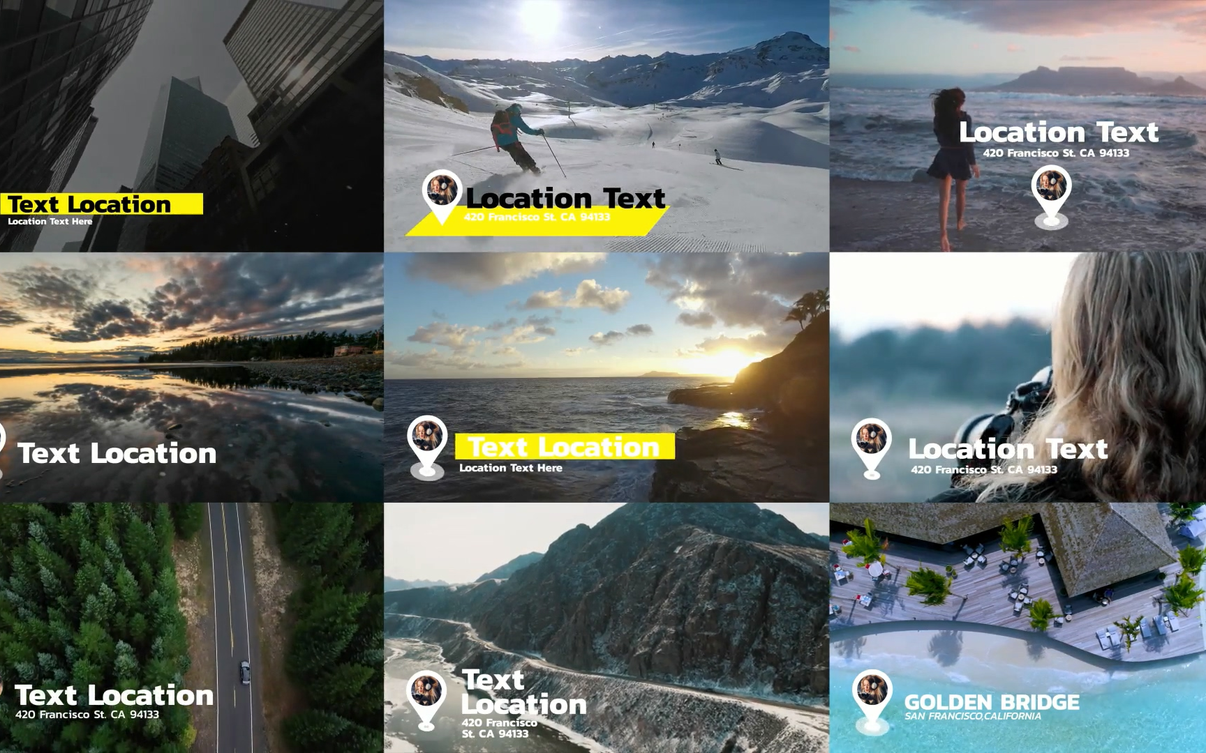 PR模板-坐标定位文字标题旅游导航地点标志文字标题